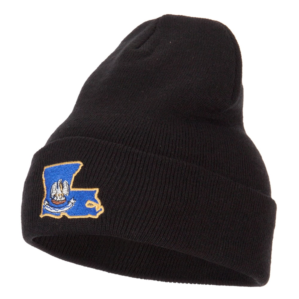 Louisiana State Flag Map Embroidered Long Beanie - Black OSFM - Walmart.com