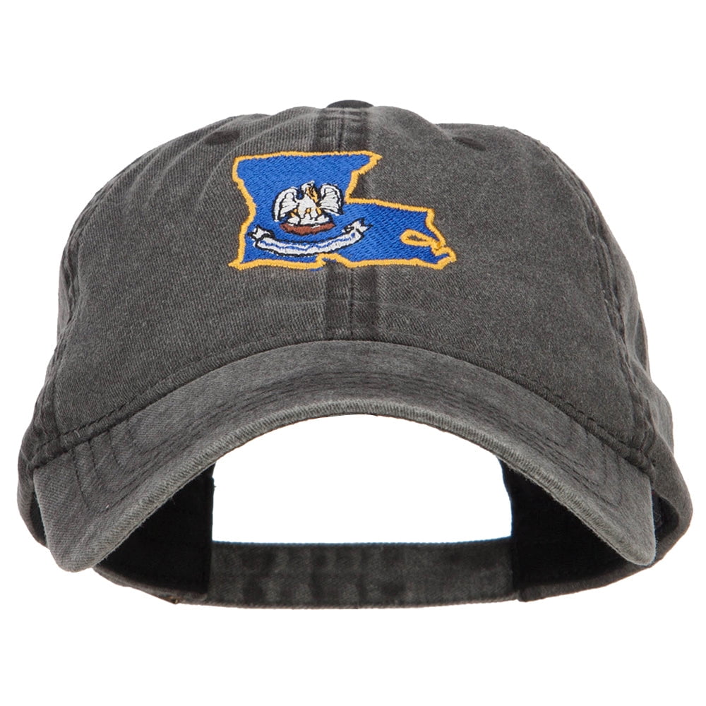 Louisiana State Flag Map Embroidered Washed Cap - Black OSFM - Walmart.com