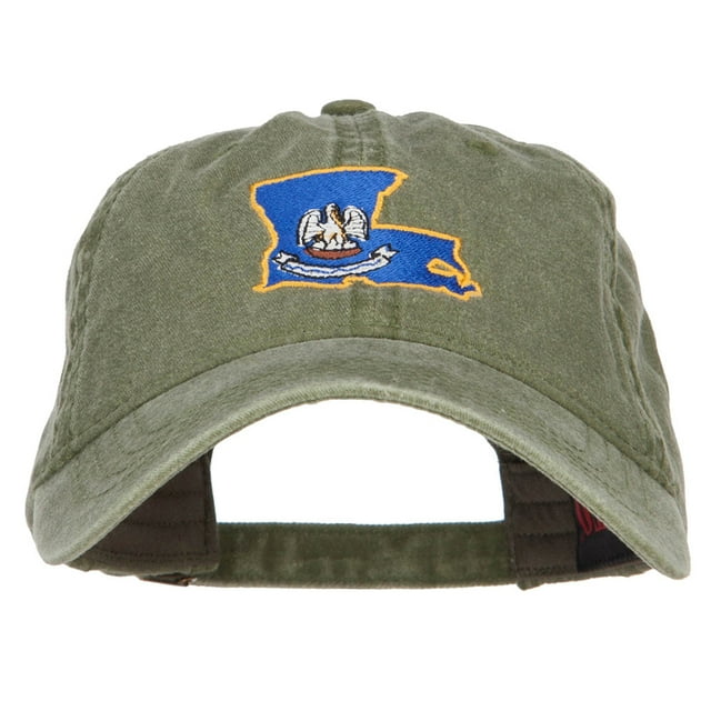 Louisiana State Flag Map Embroidered Washed Cap - Olive OSFM - Walmart.com