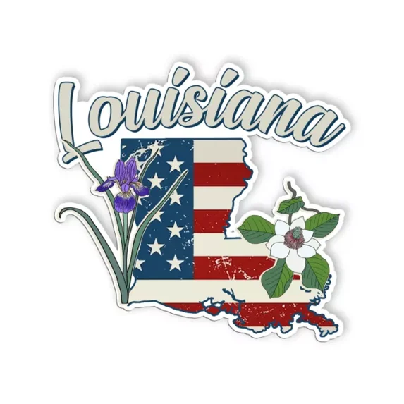 Louisiana State Flowers Stickers Us State Shaped Map Stickers Phone ...