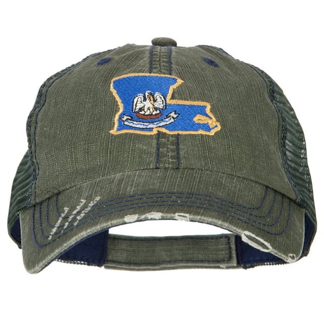 Louisiana State Map Flag Embroidered Low Profile Cotton Mesh Cap ...