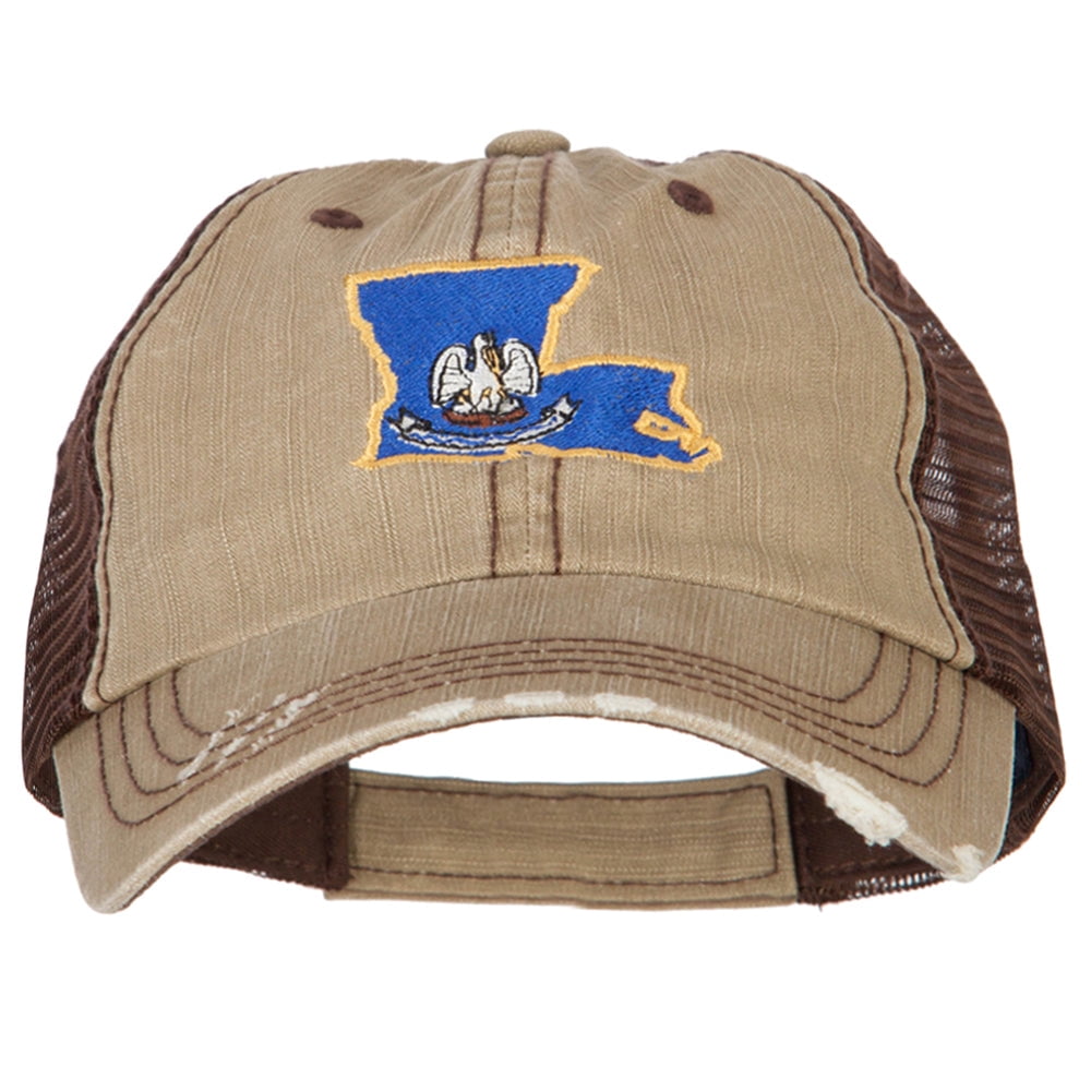 Louisiana State Map Flag Embroidered Low Profile Cotton Mesh Cap ...