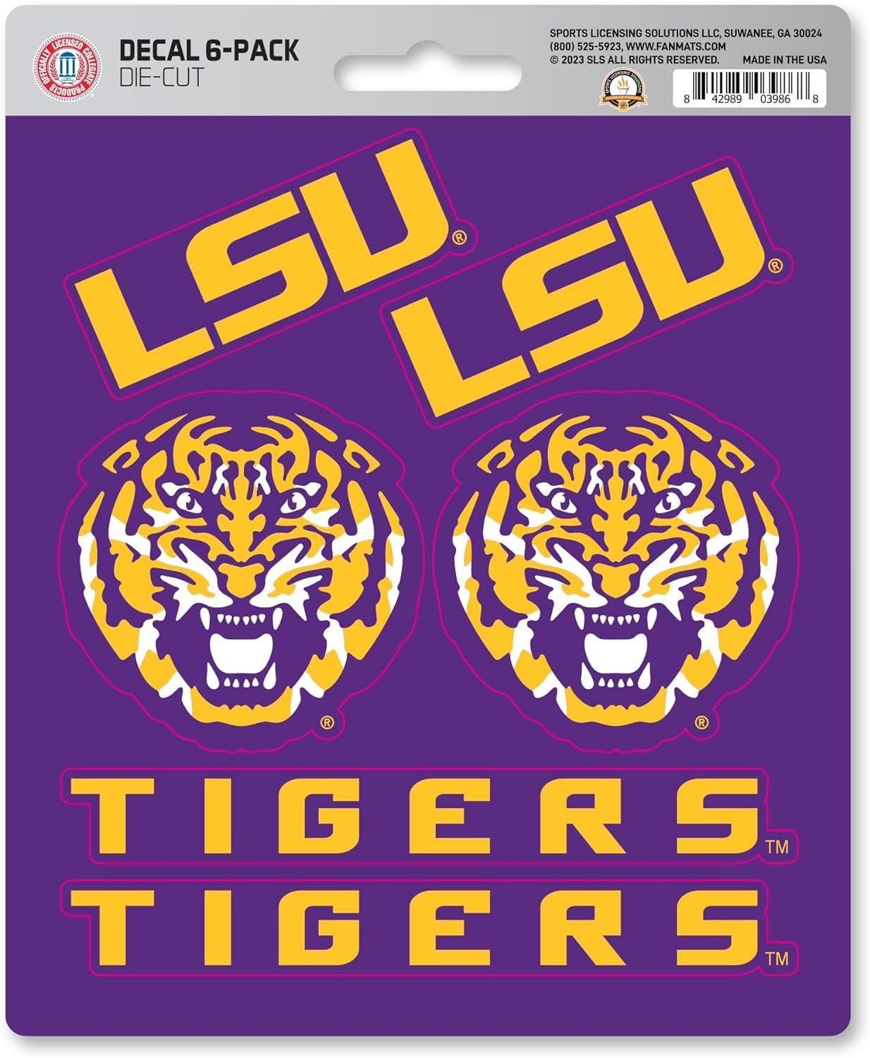 Louisiana State University LSU Tigers 6-Piece Decal Sticker Set, 5x6 ...