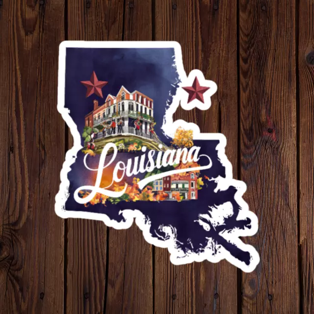 Louisiana Sticker American Flag State Outline Novelty Laptop City ...