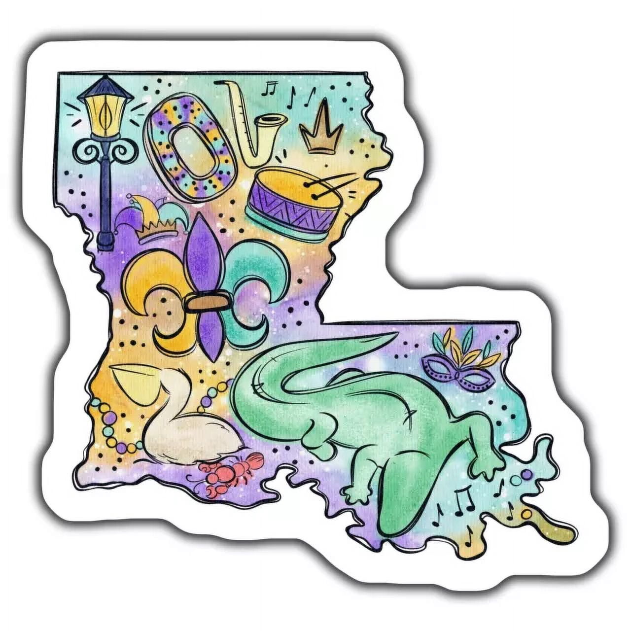 Louisiana Themed Sticker, Fun And Colorful Louisiana Sticker, Perfect ...