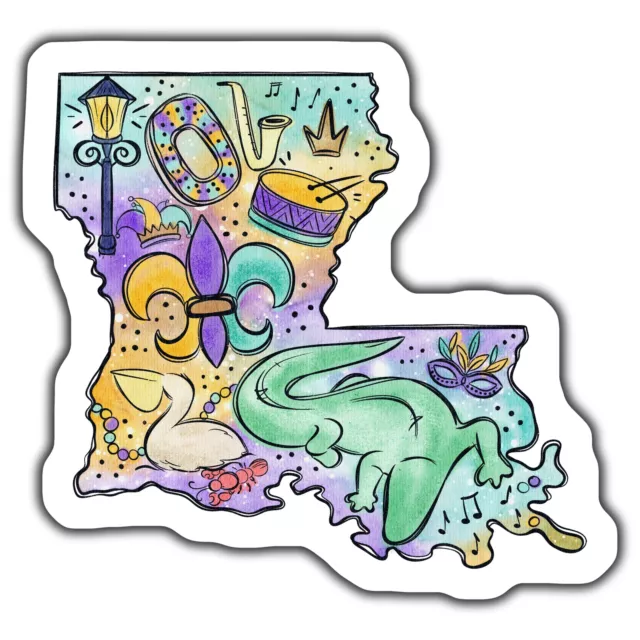 Louisiana Themed Sticker, Fun And Colorful Louisiana Sticker, Perfect ...