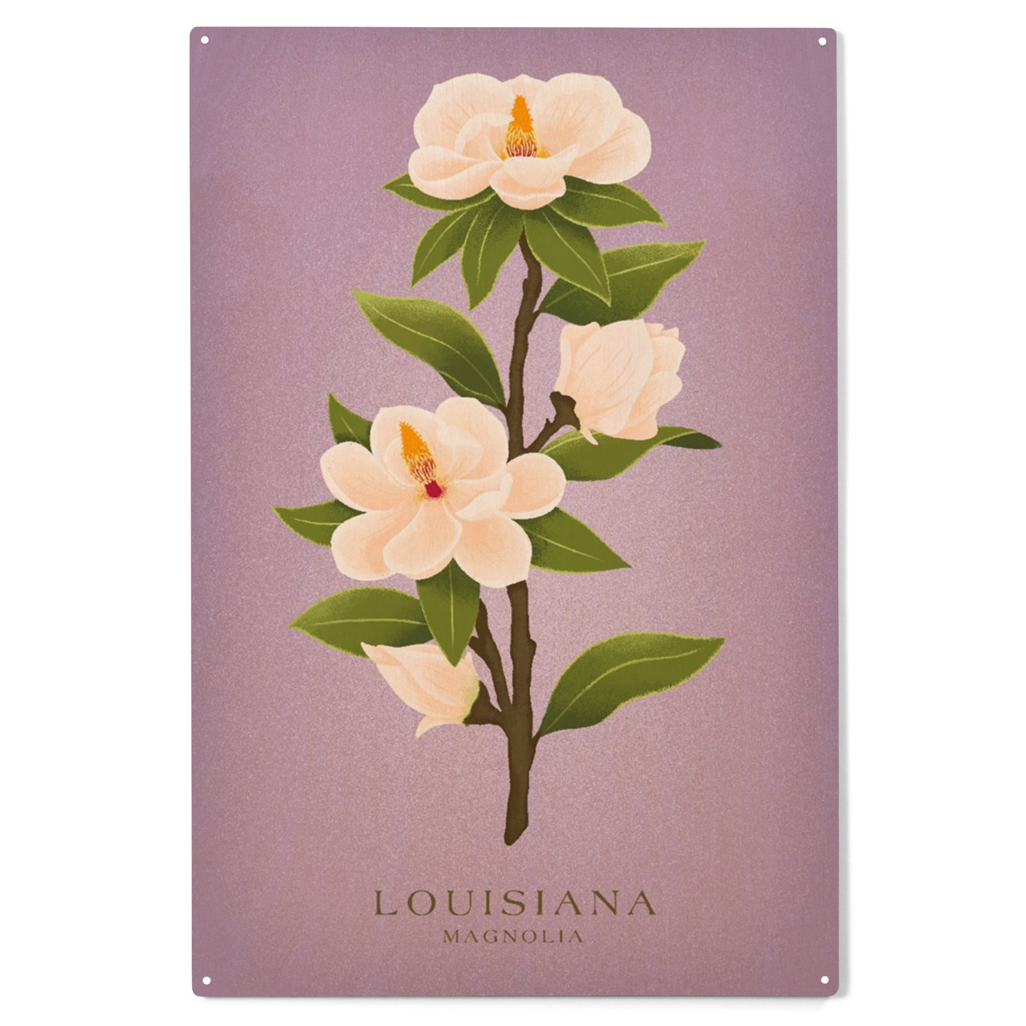 Louisiana, Vintage Flora, State Series, Magnolia Birch Wood Wall Sign ...