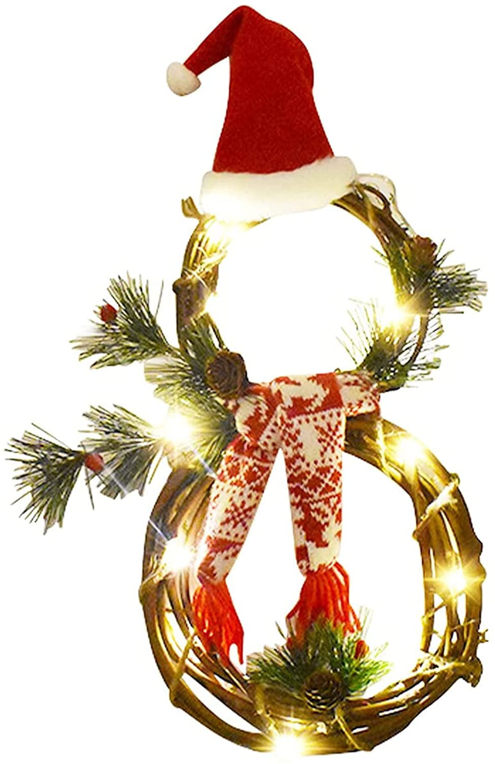 Louist Christmas Wreaths with Lights, Snowman Artificial Wreaths with ...