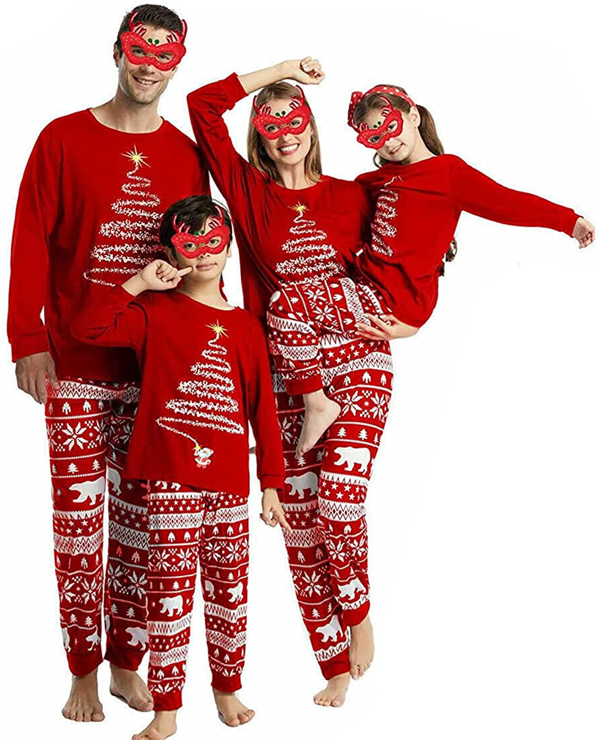 Louist Family Matching Christmas Pajamas Set Sleepwear Jumpsuit Hoodie ...