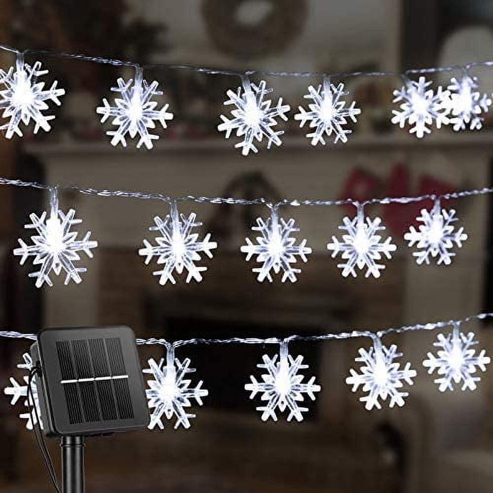 Louist Snowflake Solar Decorations Lights, 20/50 Led Outdoor Waterproof ...
