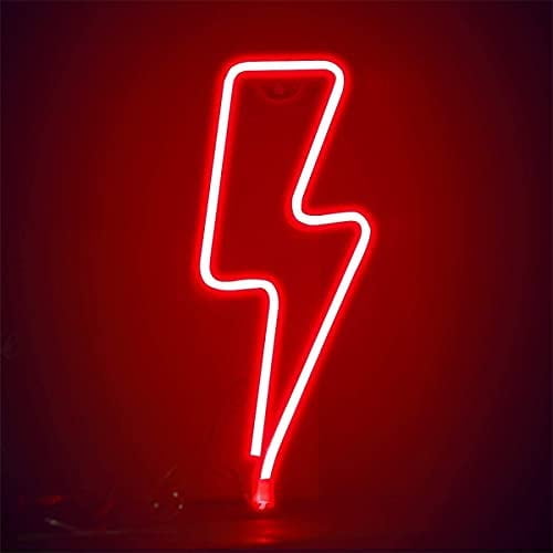 Sinhoon USB/Battery Powered Lightning Shaped Neon Sign Lamp, Decorative ...