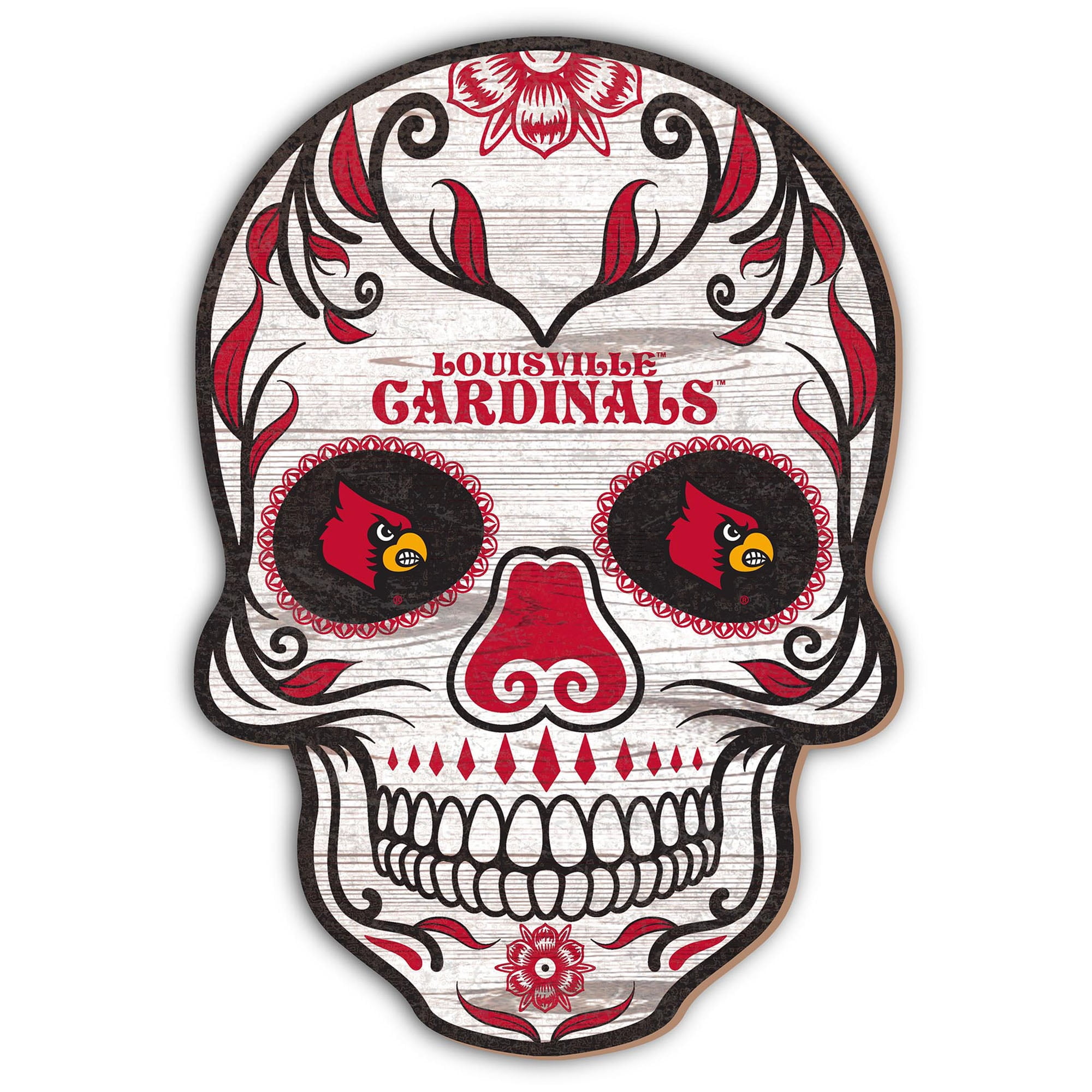 Louisville Cardinals 12'' Sugar Skull Sign - Walmart.com