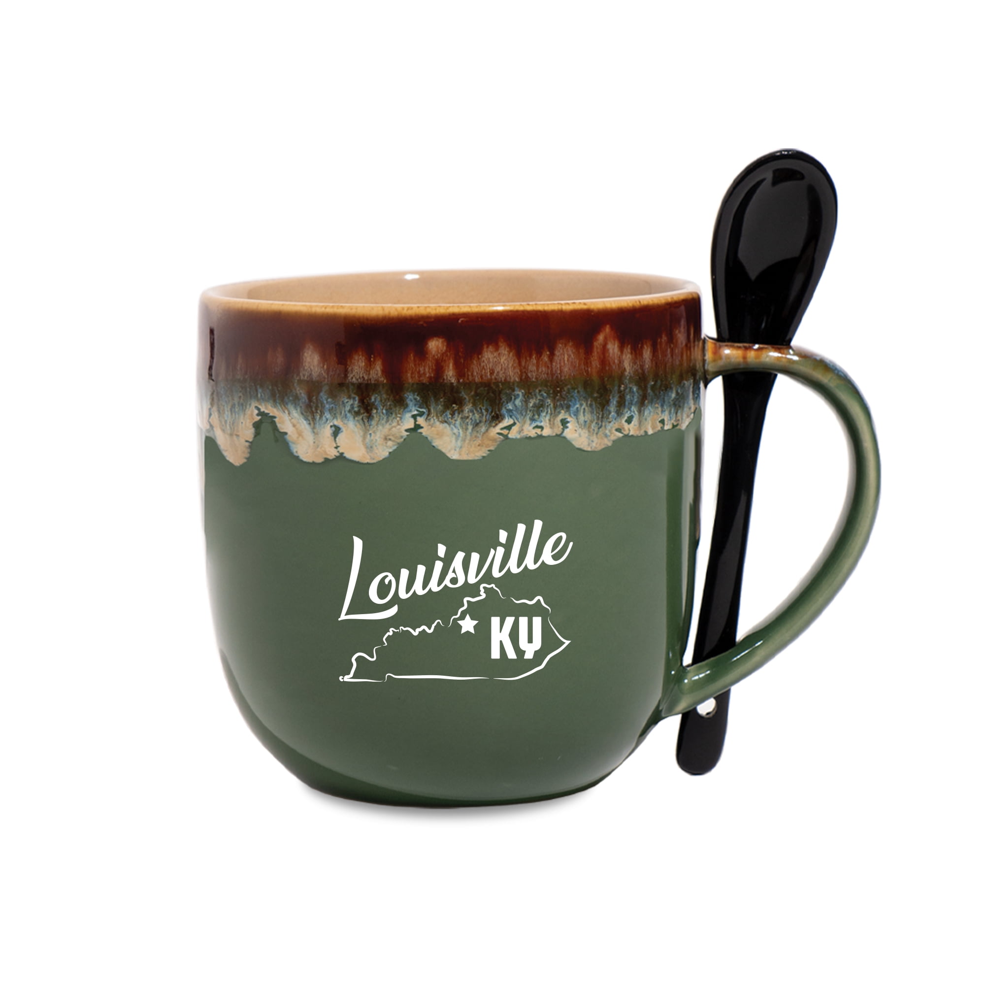 Louisville KY State Outline With Star Wide 18-Oz Ceramic Spoon Mug ...