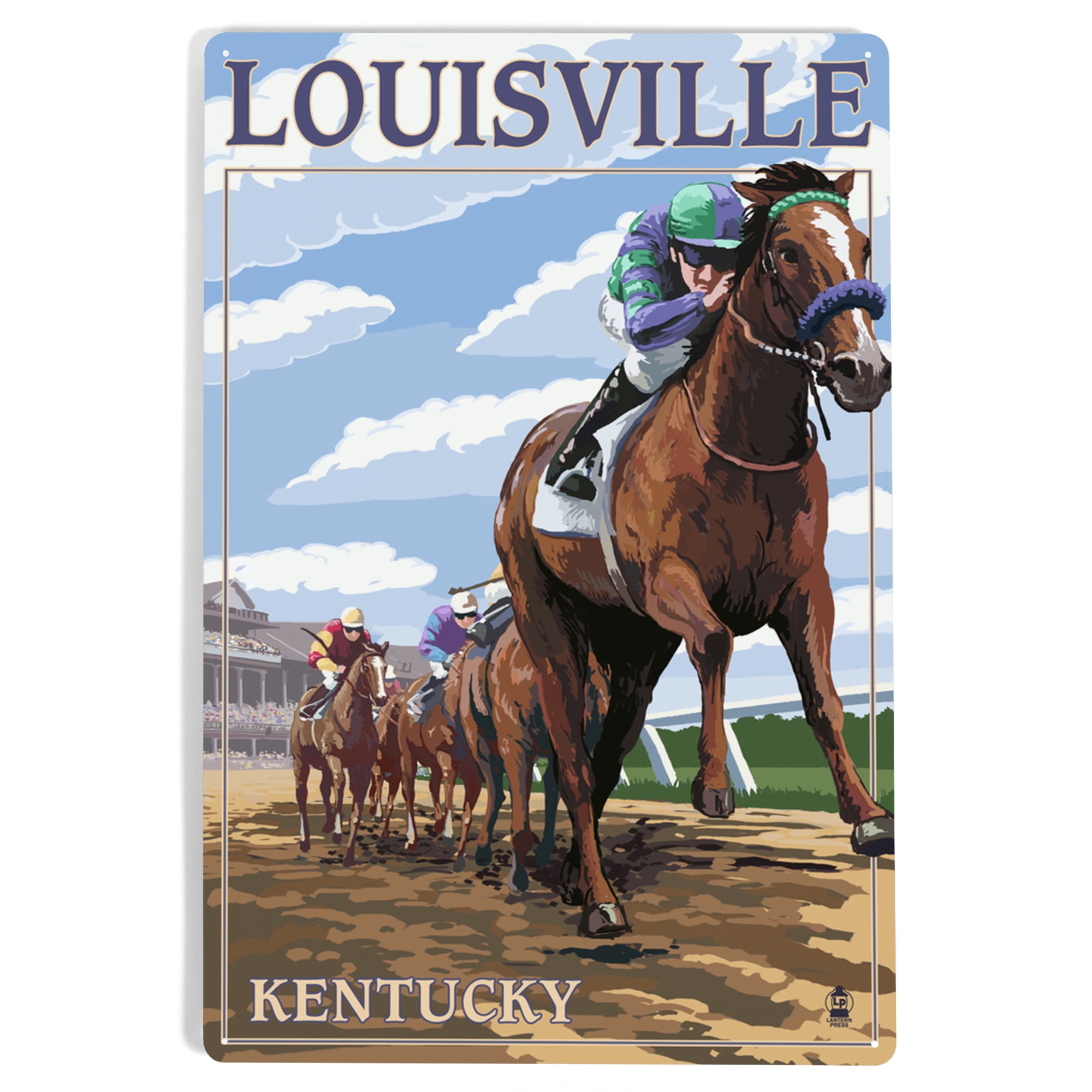 Louisville, Kentucky, Horse Racing Track Scene (12x18 Aluminum Art ...