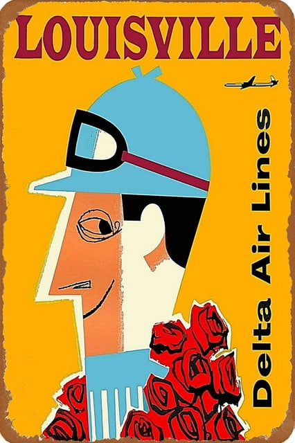 Louisville Kentucky Jockey Delta Air Lines Vintage Travel Art Print ...