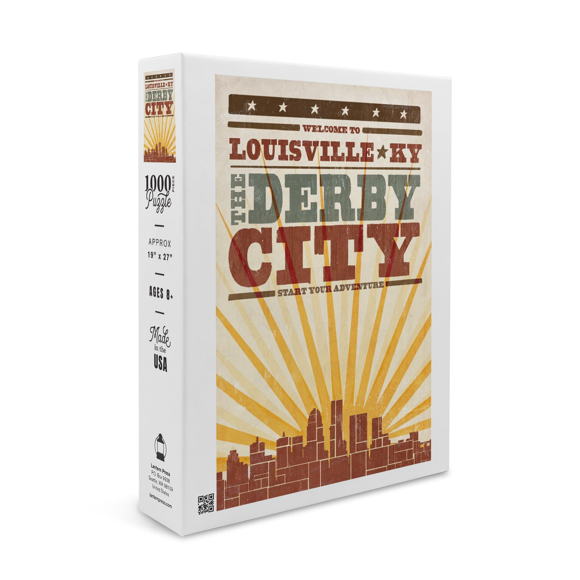 Louisville, Kentucky, Skyline and Sunburst Screenprint Style (1000 ...