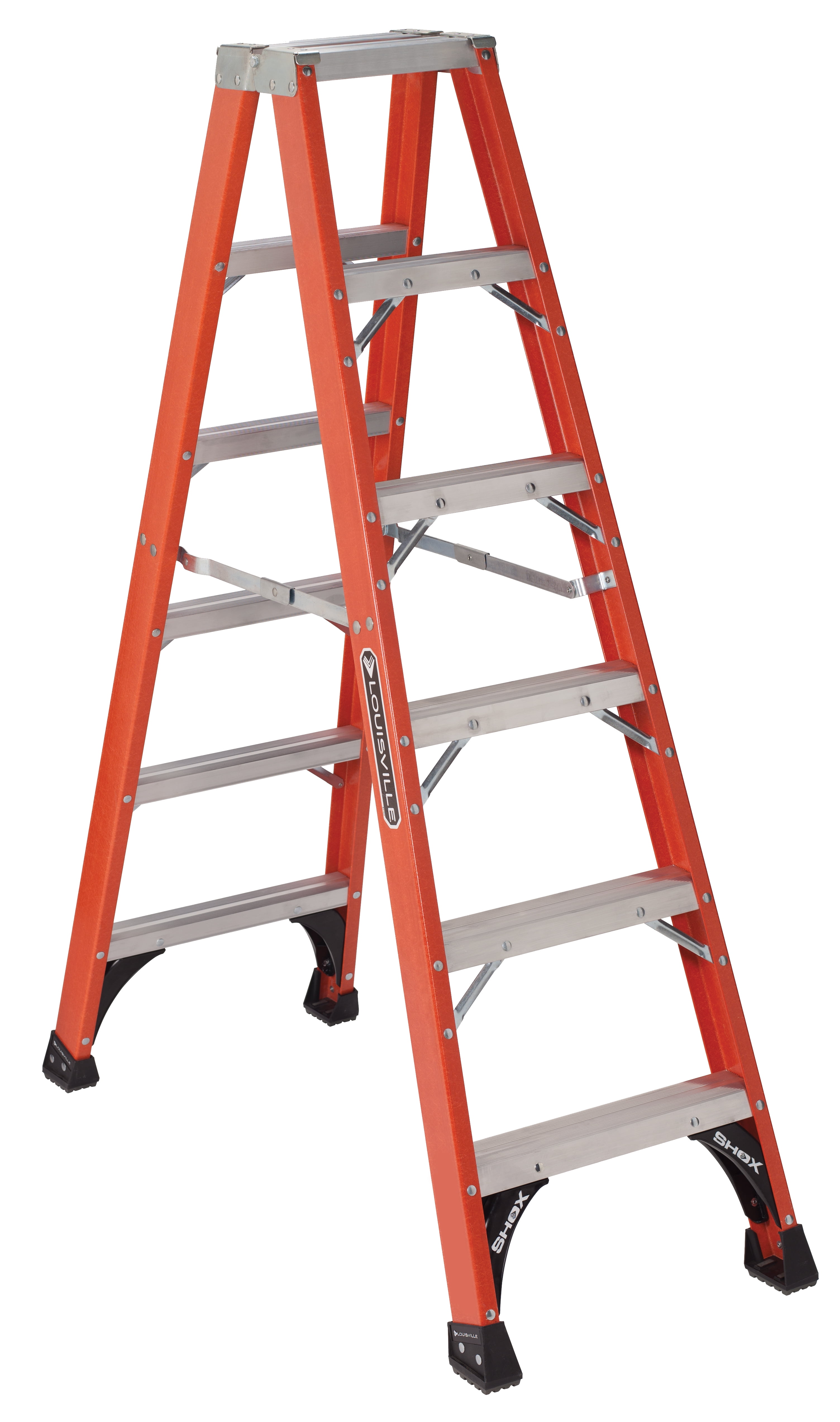 Louisville Ladder 6-Foot Fiberglass Twin Front Step Ladder, 375-Pound ...