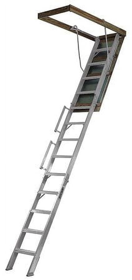 "Louisville Everest Aluminum Attic Ladder, 10'-12' Length, 22.5""x63 ...