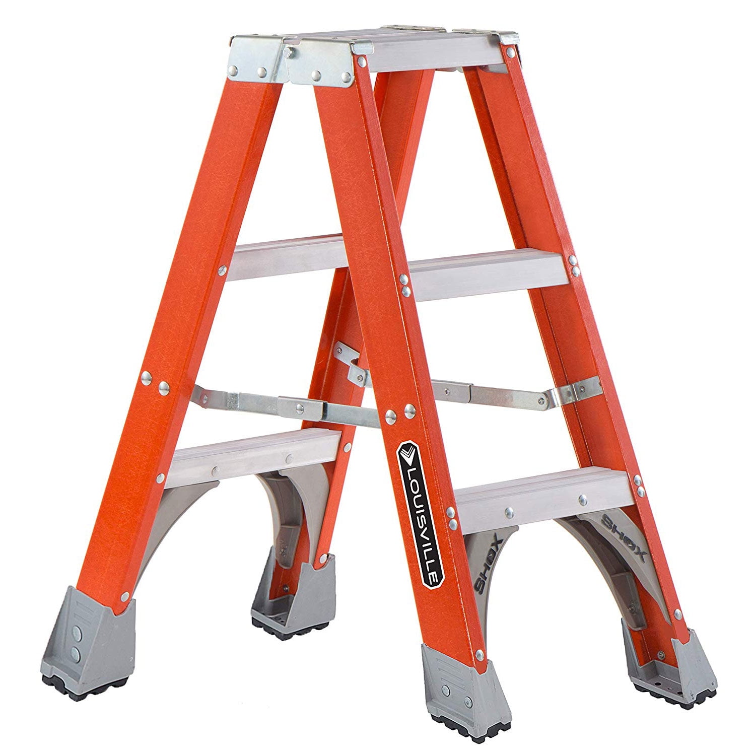 Louisville Ladder FM1503 3 Foot Fiberglass Twin Front Ladder w/ 300 LB ...