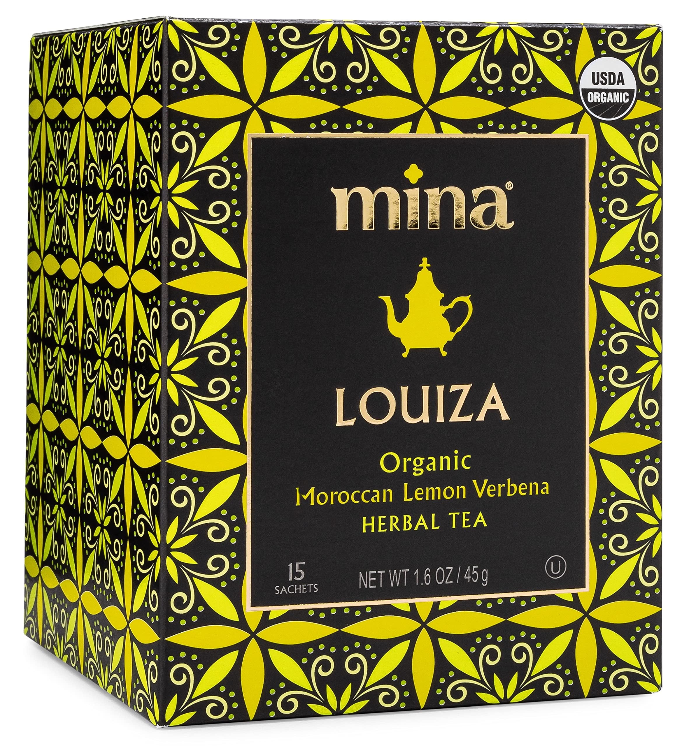 Louiza, Organic Moroccan Lemon Verbena Tea, Organic Herbal Tea Bags, 15 ...