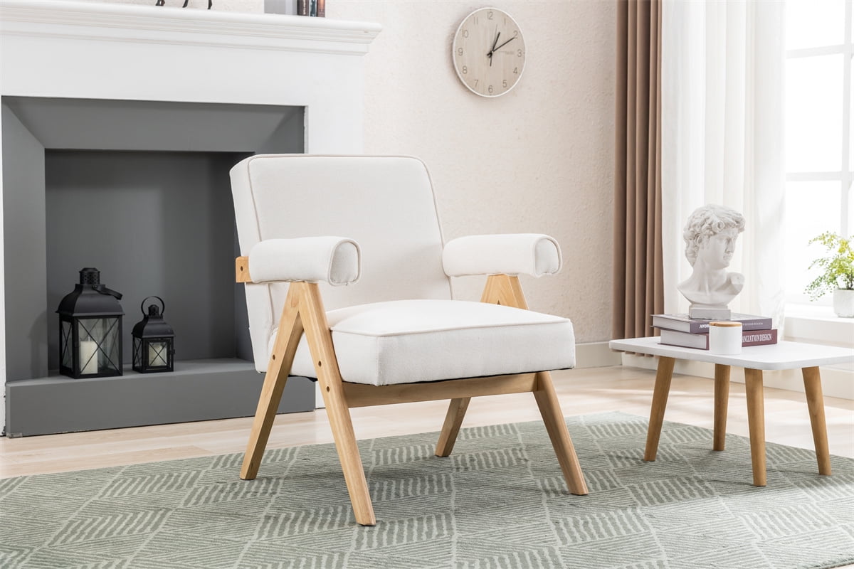 Lounge Arm Chair,with Solid Wood Armrest and Feet,Mid-Century Modern ...
