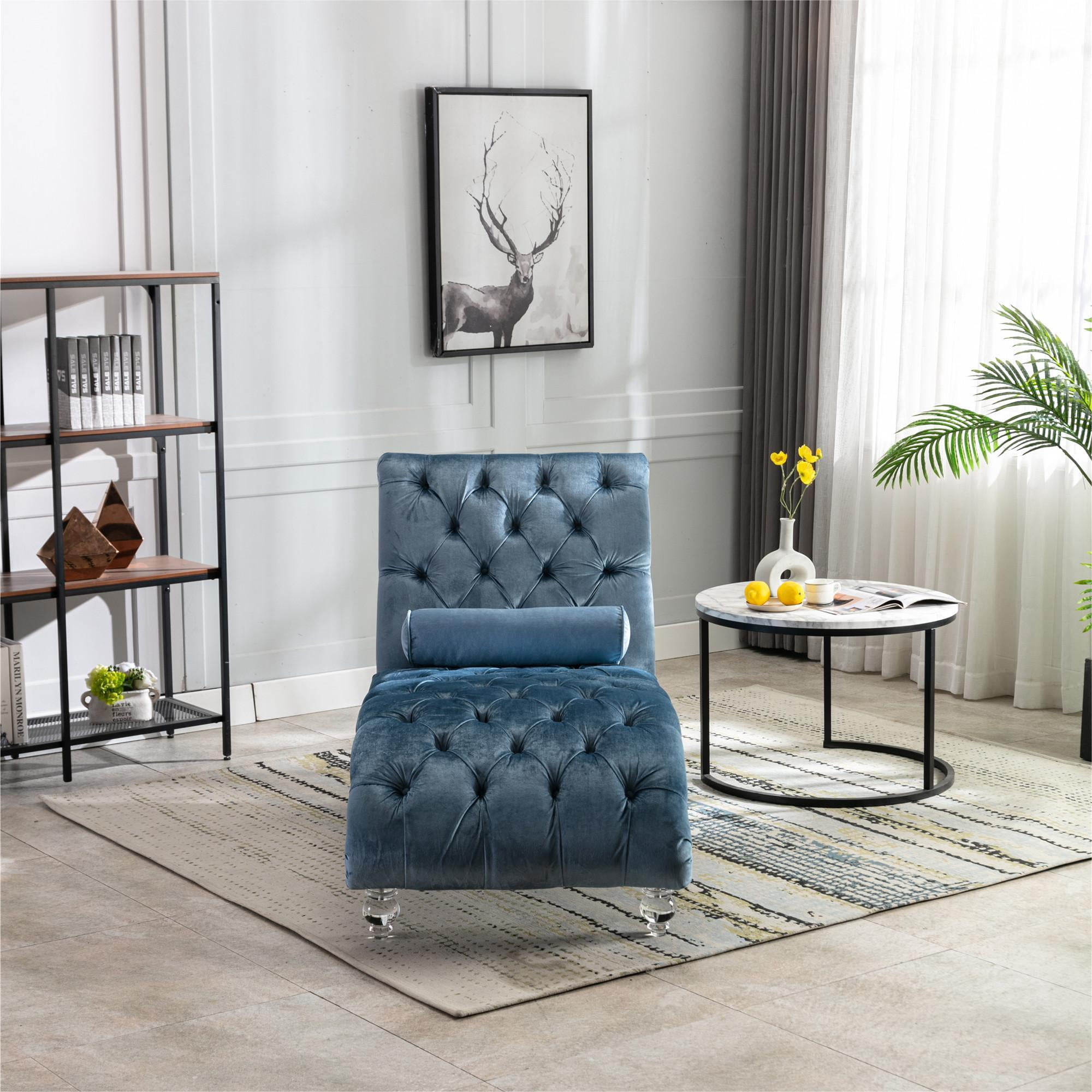 Lounge Chair, Accent Velvet Chaise Lounge Chair with Acrylic Feet ...
