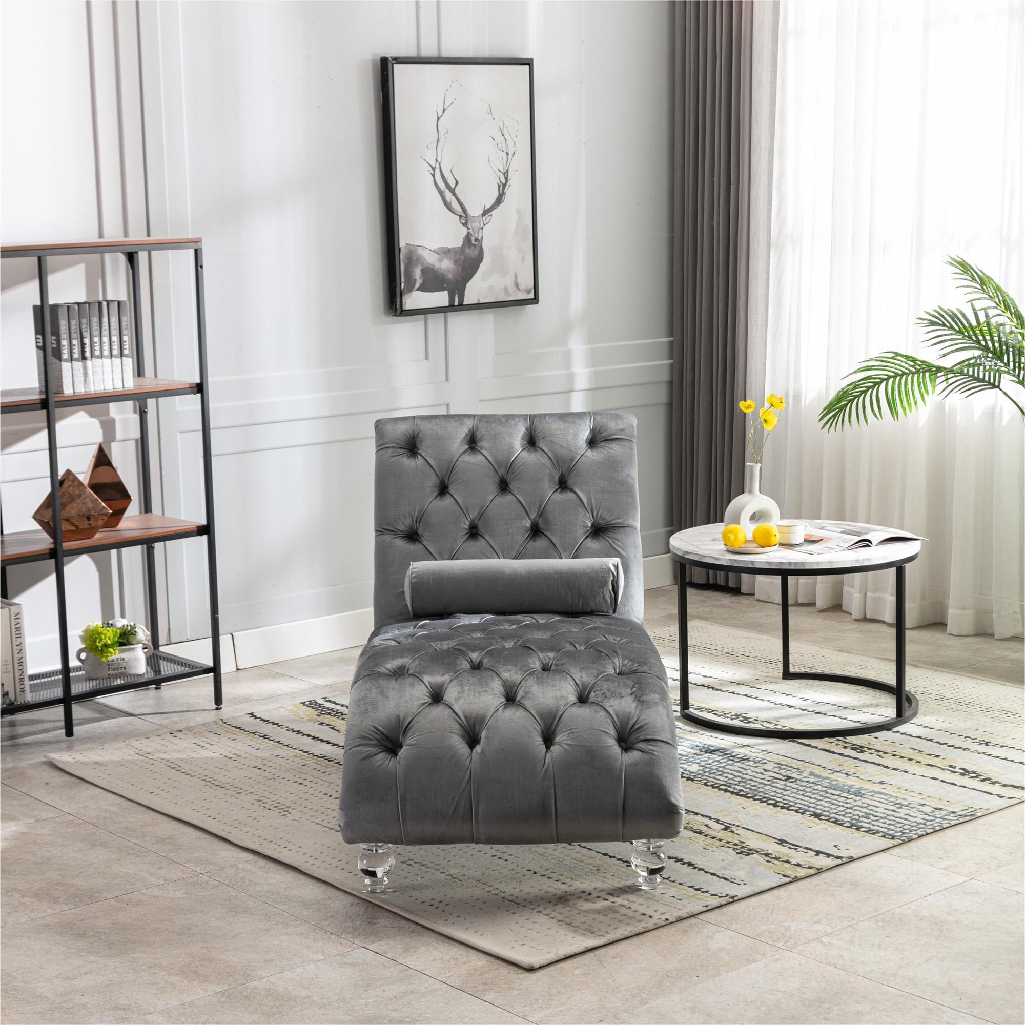 Lounge Chair, with Acrylic Feet, Leisure Sofa Recliner, Velvet Button ...