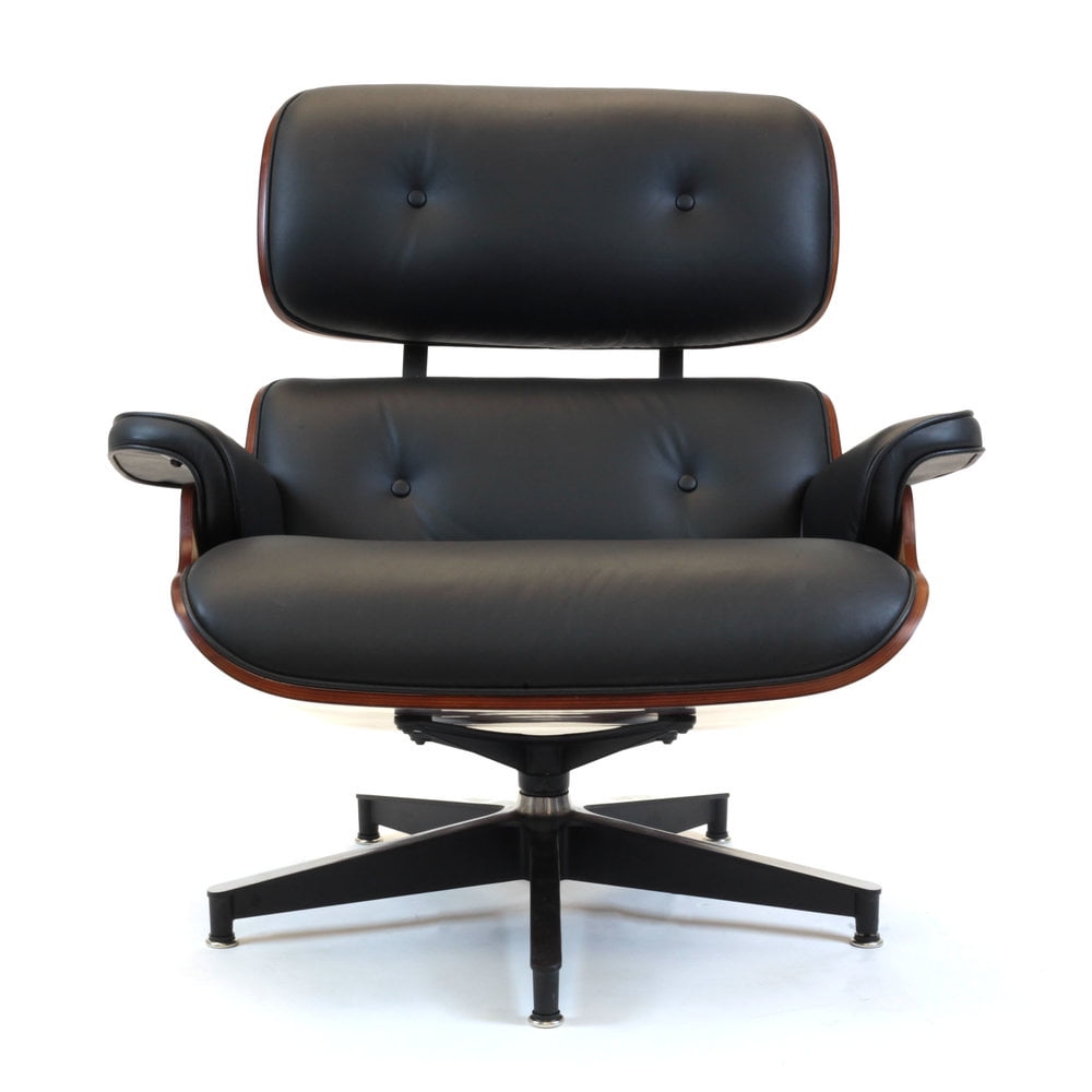 Krafteriors LC-BLR Lounge Chair - Black Leather with Rosewood - Walmart.com