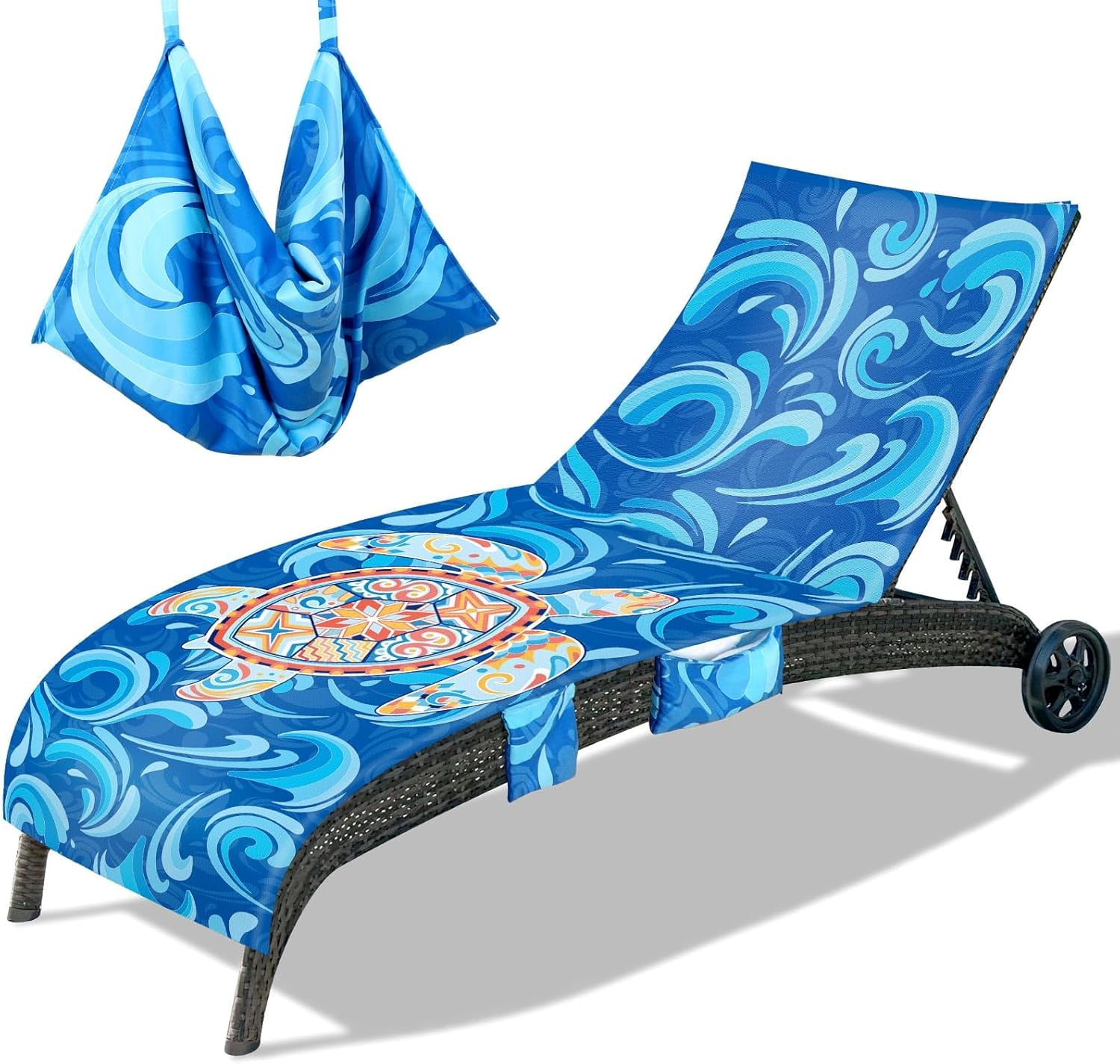 Lounge Chair Cover Pool Chair Cover with Side Pockets, Soft and Quick ...
