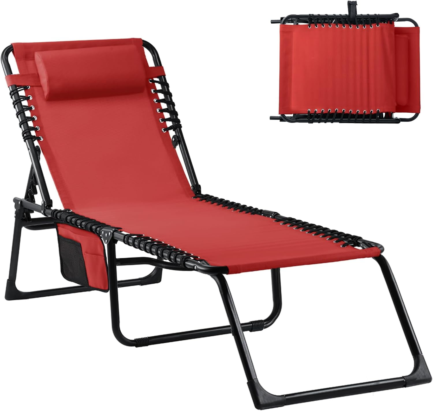 Lounge Chair Outdoor- Lounge Chair with 5-Level Adjustable Backrest, 2 ...
