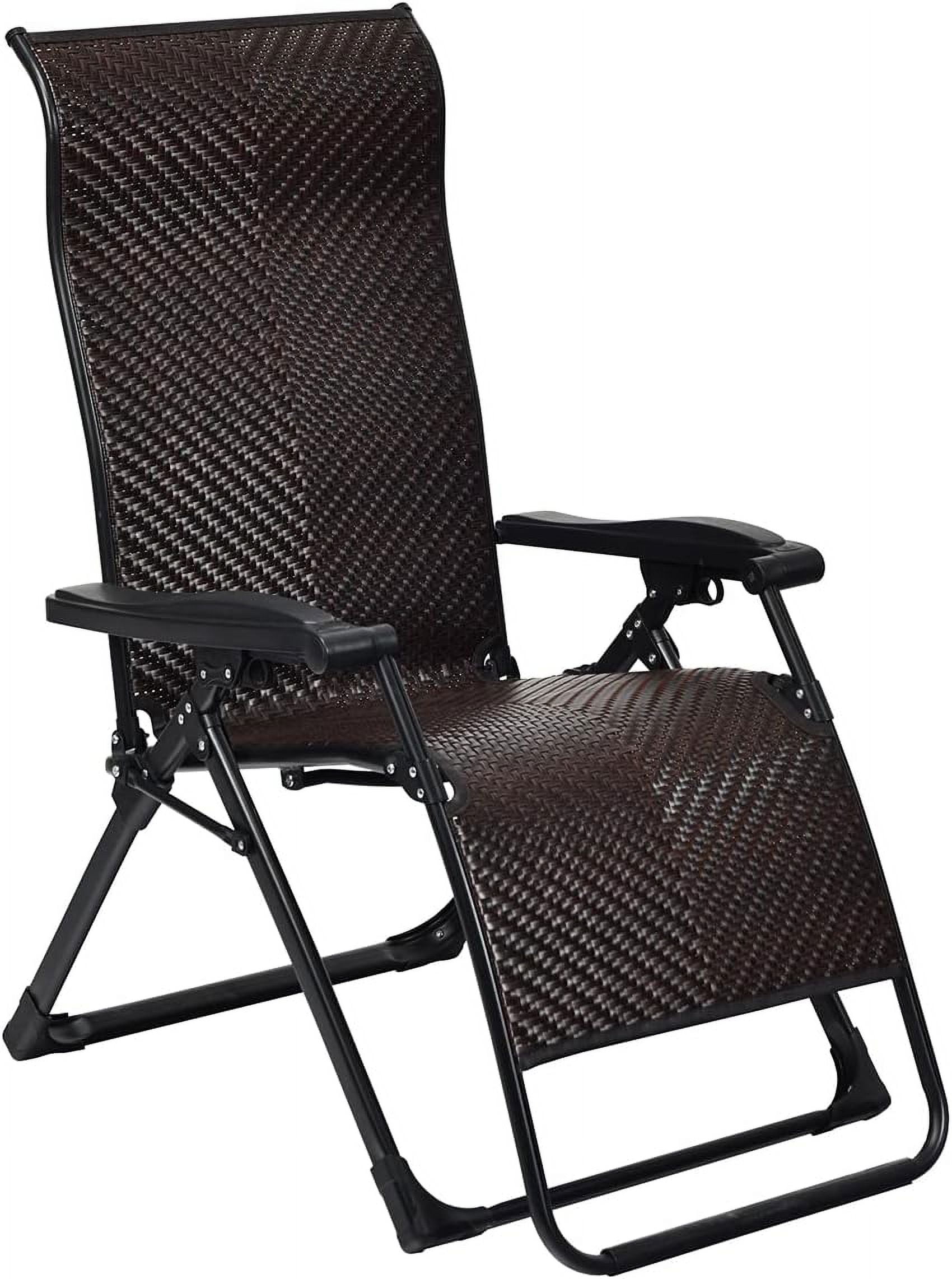 Lounge Chair - Patio PE Wicker Folding Recliner with Locking System ...