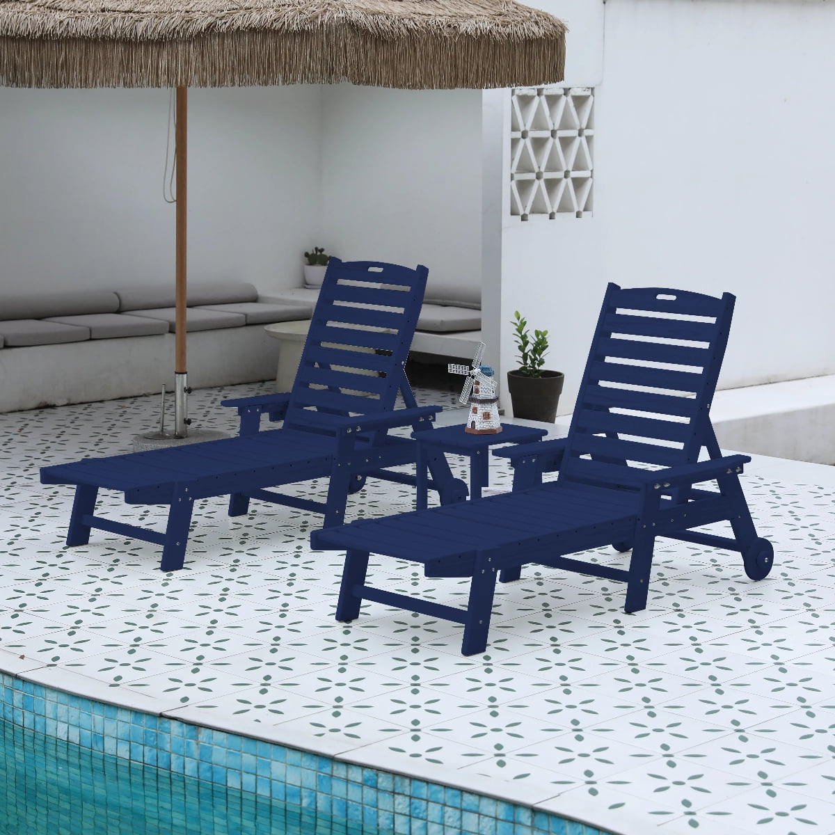Lounge Chair with Side Table, 3-Piece Oversized Chaise Lounge Chair Set ...