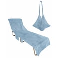 Lounge Chair Towel Cover Blue Linen Chaise Lounge Towel Cover with Side ...