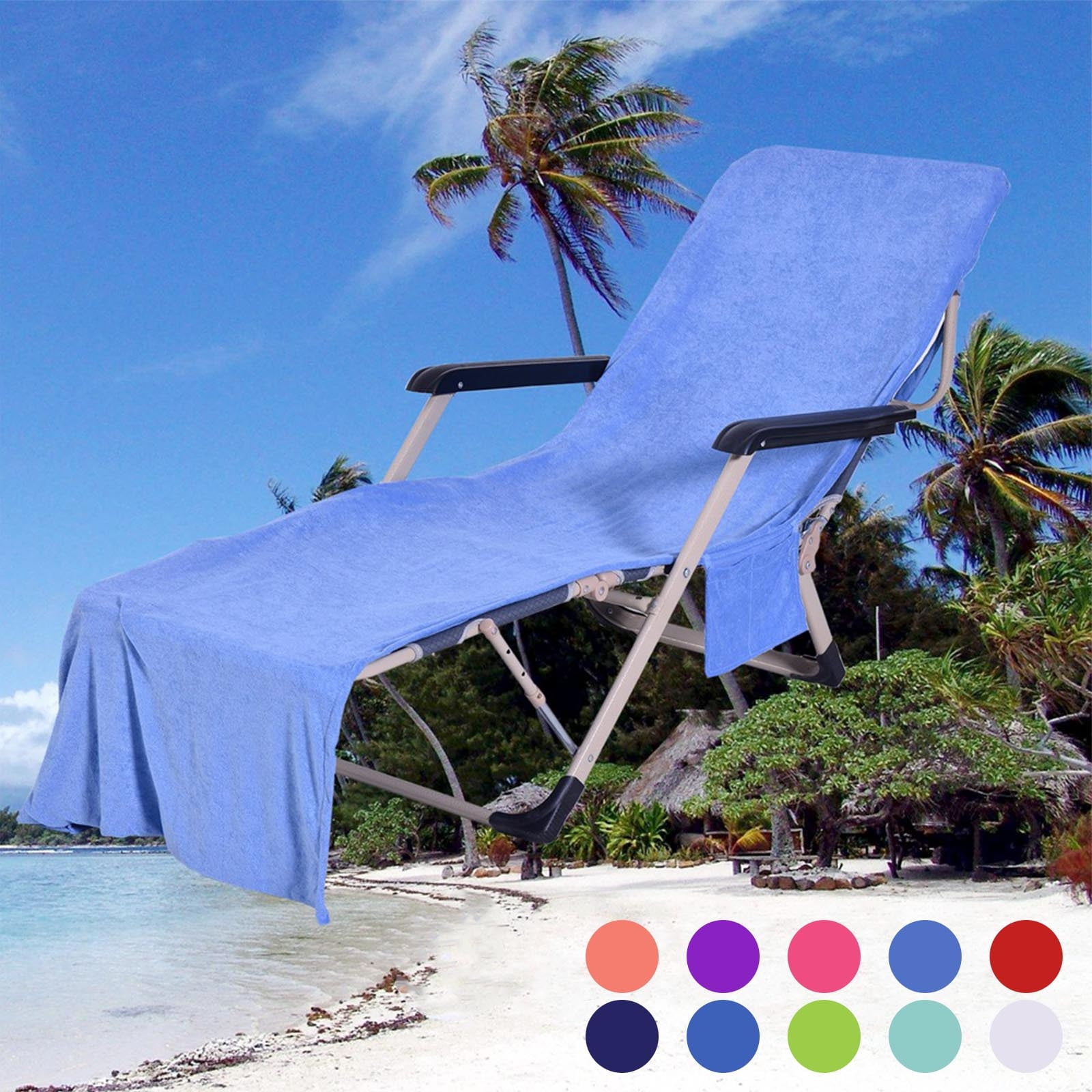 Lounge Chair Towel Cover, Chaise Lounge Chair Covers with Side Pockets ...