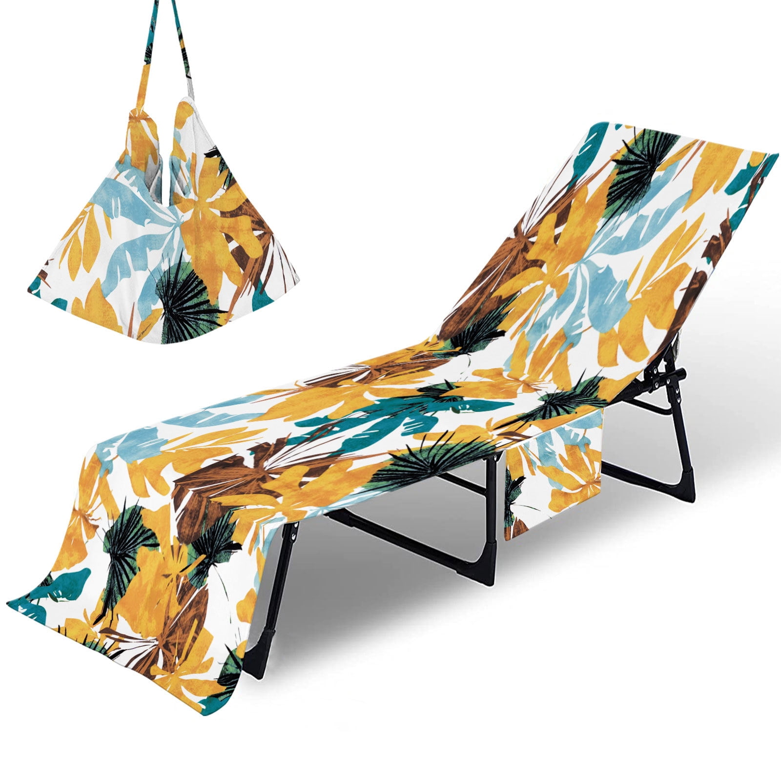 Lounge Chair Towel Cover With 3 Pockets, Suitable For Outdoor Beach ...