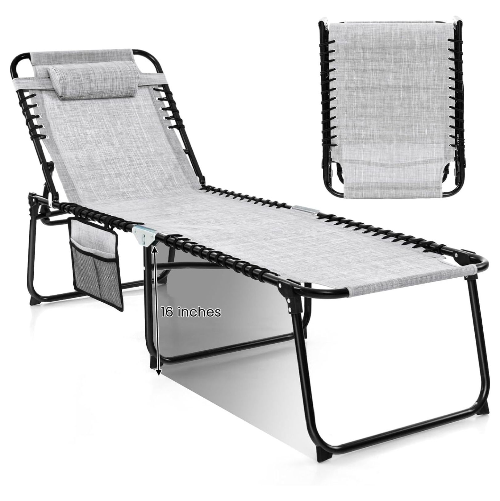 Lounge Chairs for Outside, Extra High Folding Beach Tanning Lounger ...
