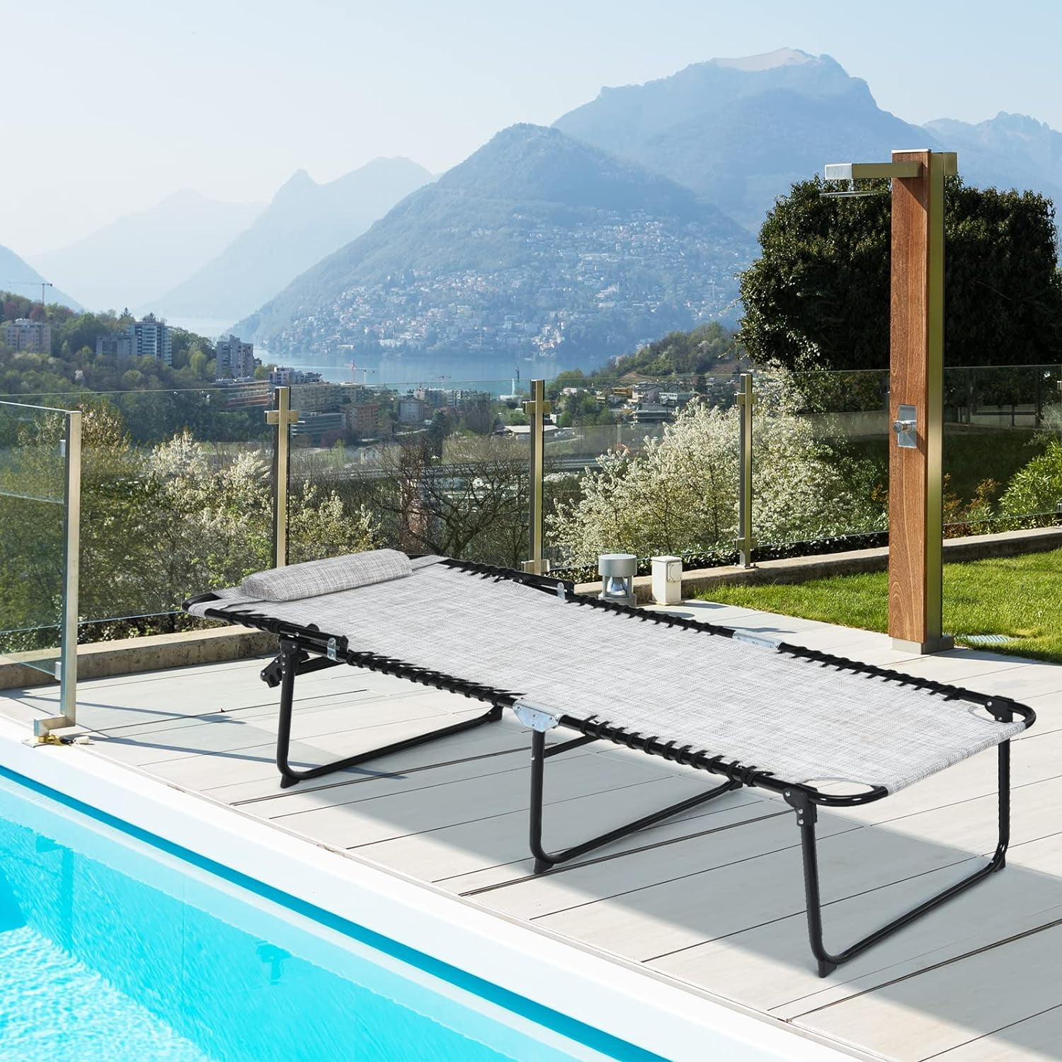 Lounge Chairs for Outside, Folding Chaise Lounge with 4-Positions ...