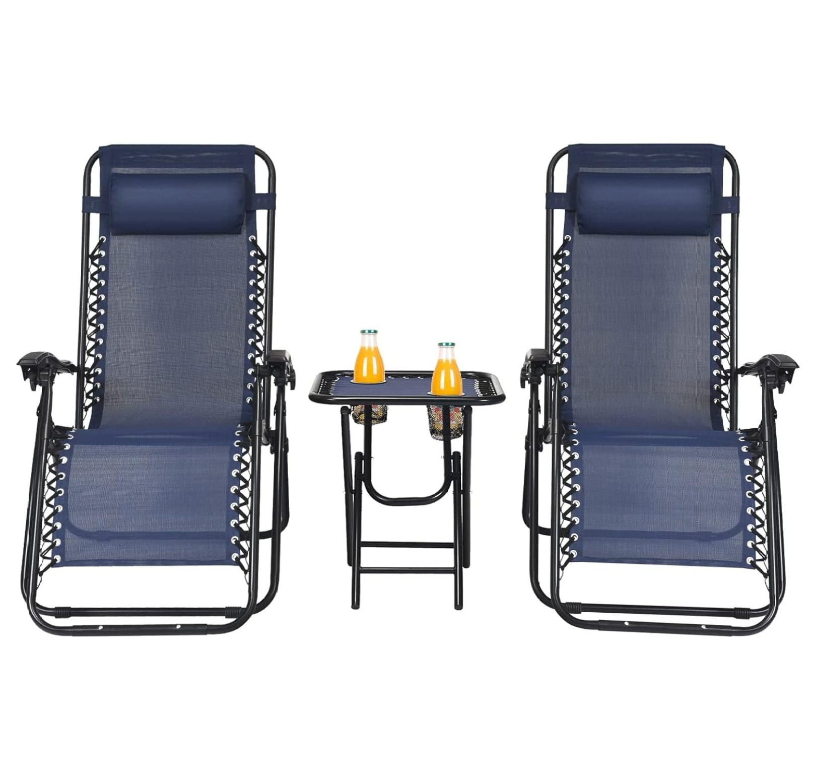 Lounge Chairs Set with Coffee Table, Folding Reclining Chairs with Side ...