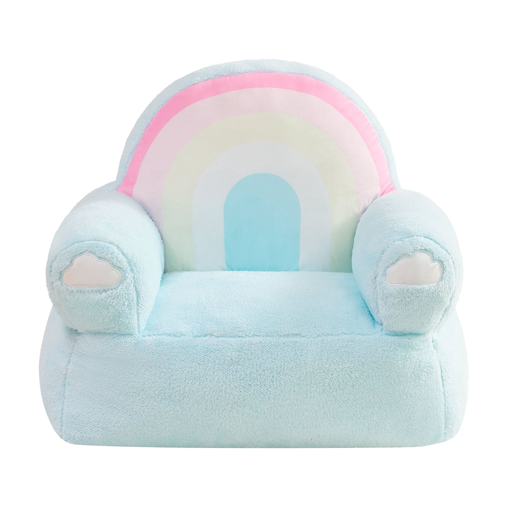 Lounge & Co Kids Rainbow Large Foam Filled Bean Bag Chair, Blue Plush ...