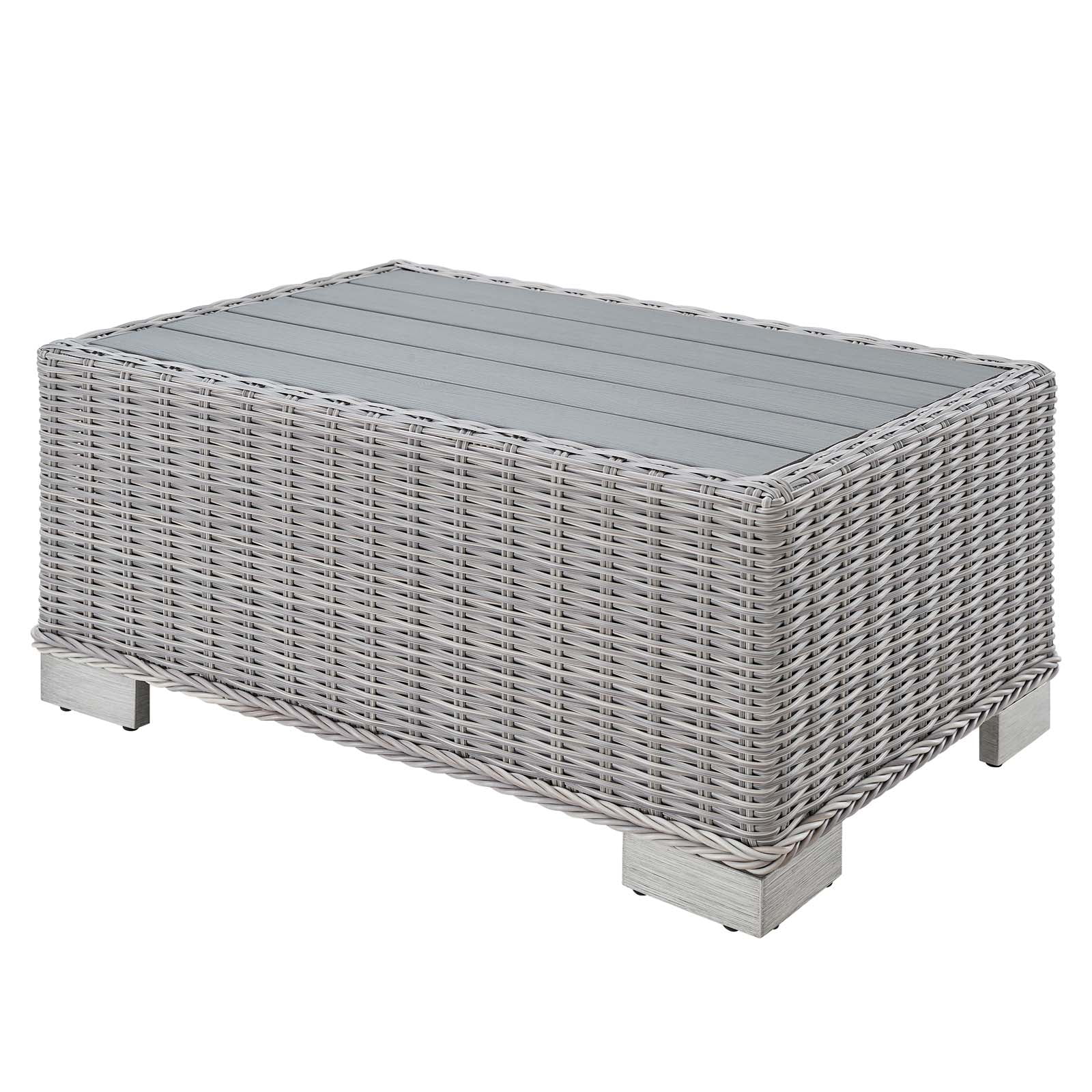Lounge Coffee Table, Rectangular, Rattan, Wicker, Light Grey Gray ...