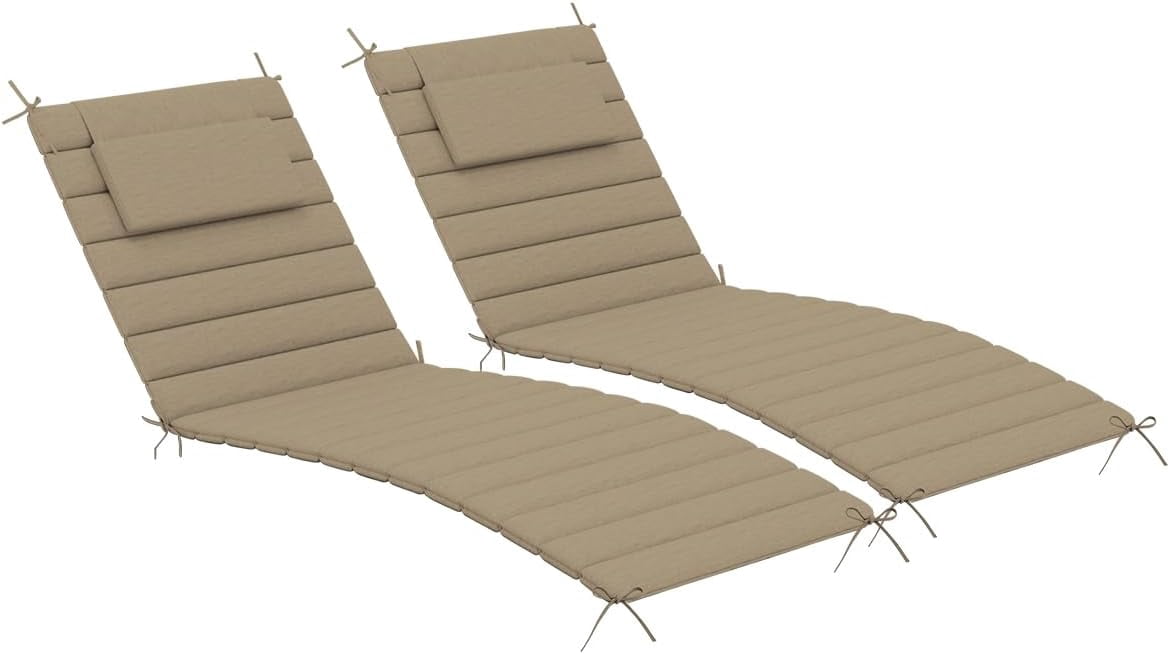 Lounge Cushion Set of 2, Patio Foldable Chaise Lounger Cushion, Water ...