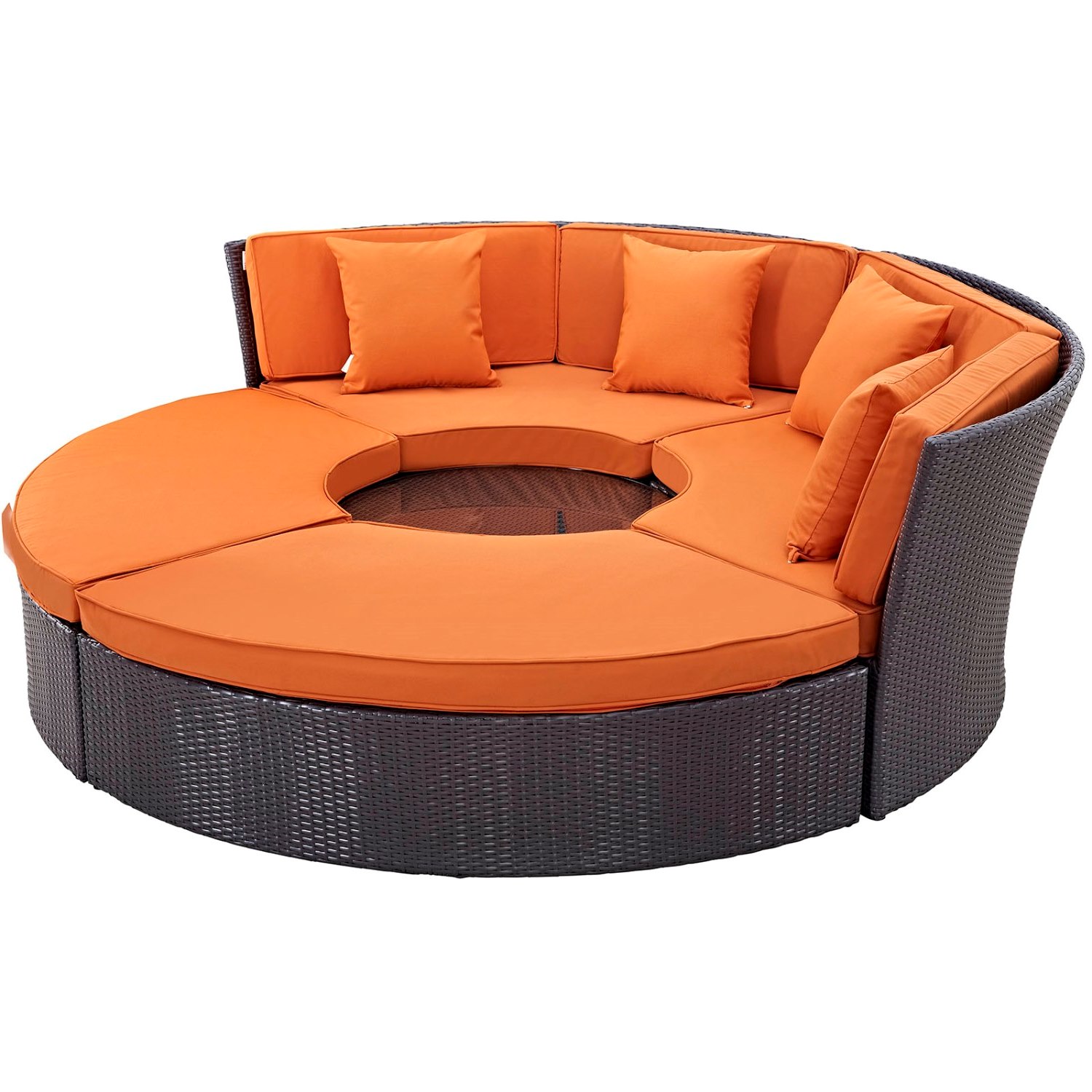 Lounge Daybed Sofa Bed, Orange, Rattan, Wicker, Outdoor Patio Balcony ...