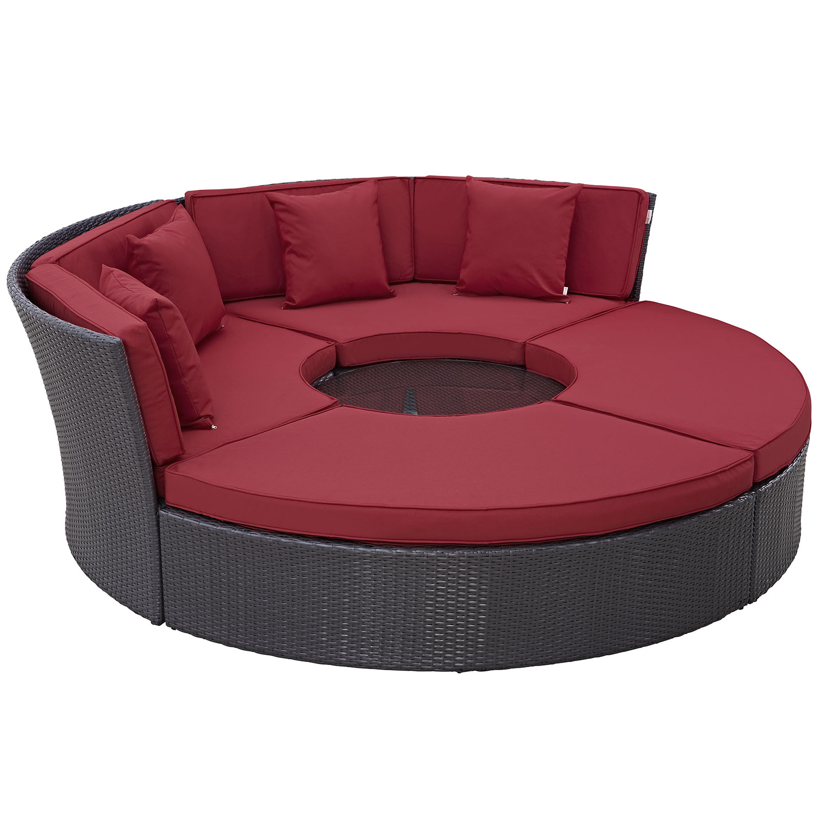 Lounge Daybed Sofa Bed, Red, Rattan, Wicker, Outdoor Patio Balcony Cafe ...