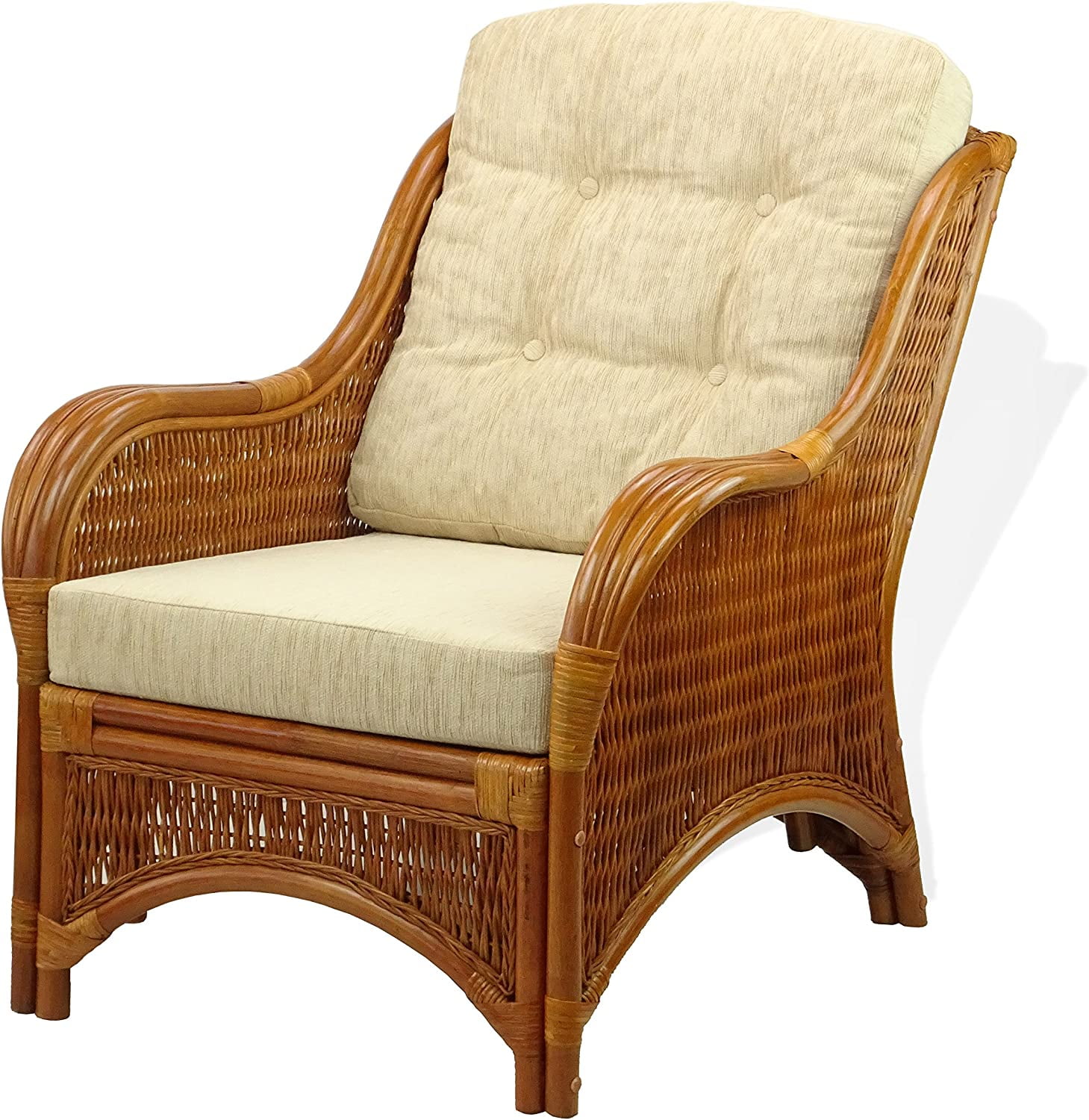 Lounge Jam Arm Chair ECO Natural Handmade Rattan Wicker with Cream ...