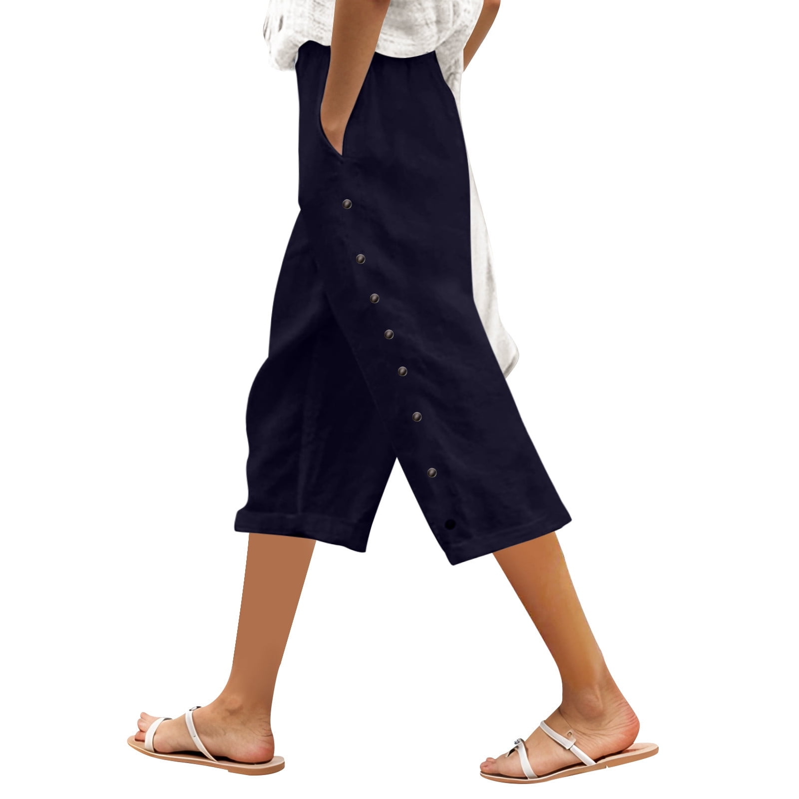 Lounge Pants for Women Cropped Pants for Women Women Linen Capri Pants ...