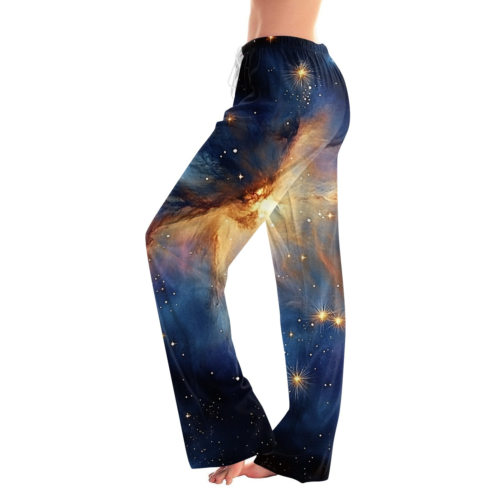 Lounge Pants for Women Drawstring Sleepwear Starlit Sky Print Design ...