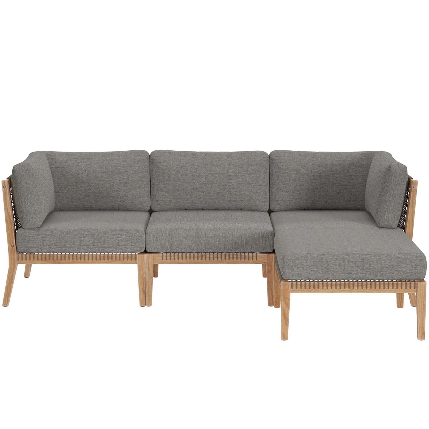 Lounge Sectional Sofa Set, Grey Gray Natural, Teak Wood, Outdoor Patio ...