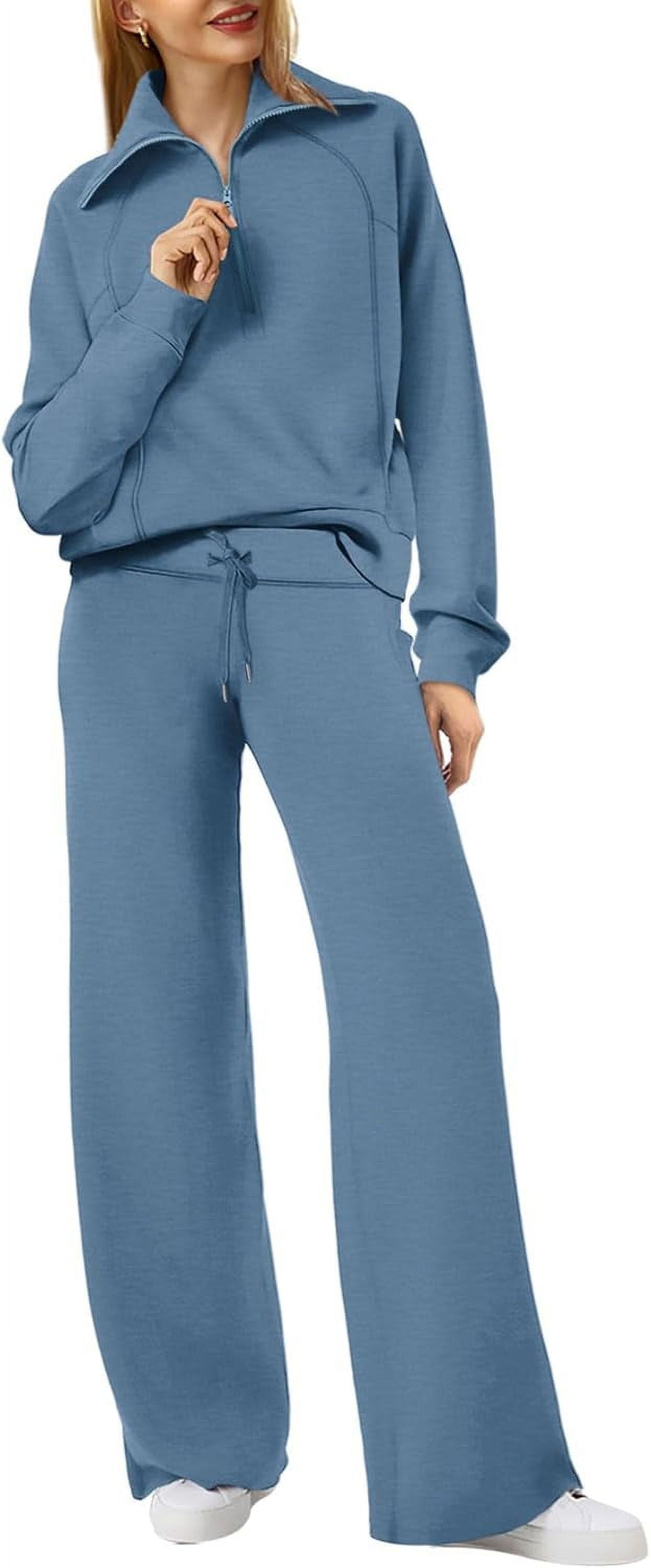 Lounge Sets For Women 2023 Oversized Half Zip Sweatshirt And Wide Leg ...