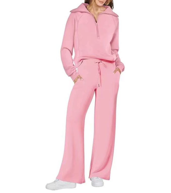 Lounge Sets For Women 2025 Half Zip Sweatshirt And Wide Leg Sweatpant 2 ...