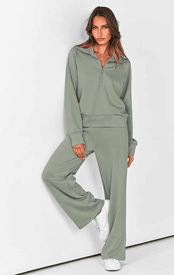 Lounge Sets For Women 2025 Half Zip Sweatshirt And Wide Leg Sweatpant 2 ...